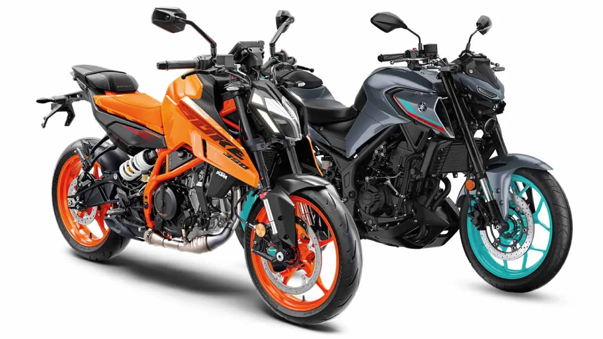 KTM Duke 390 en contraste con la Yamaha MT-03